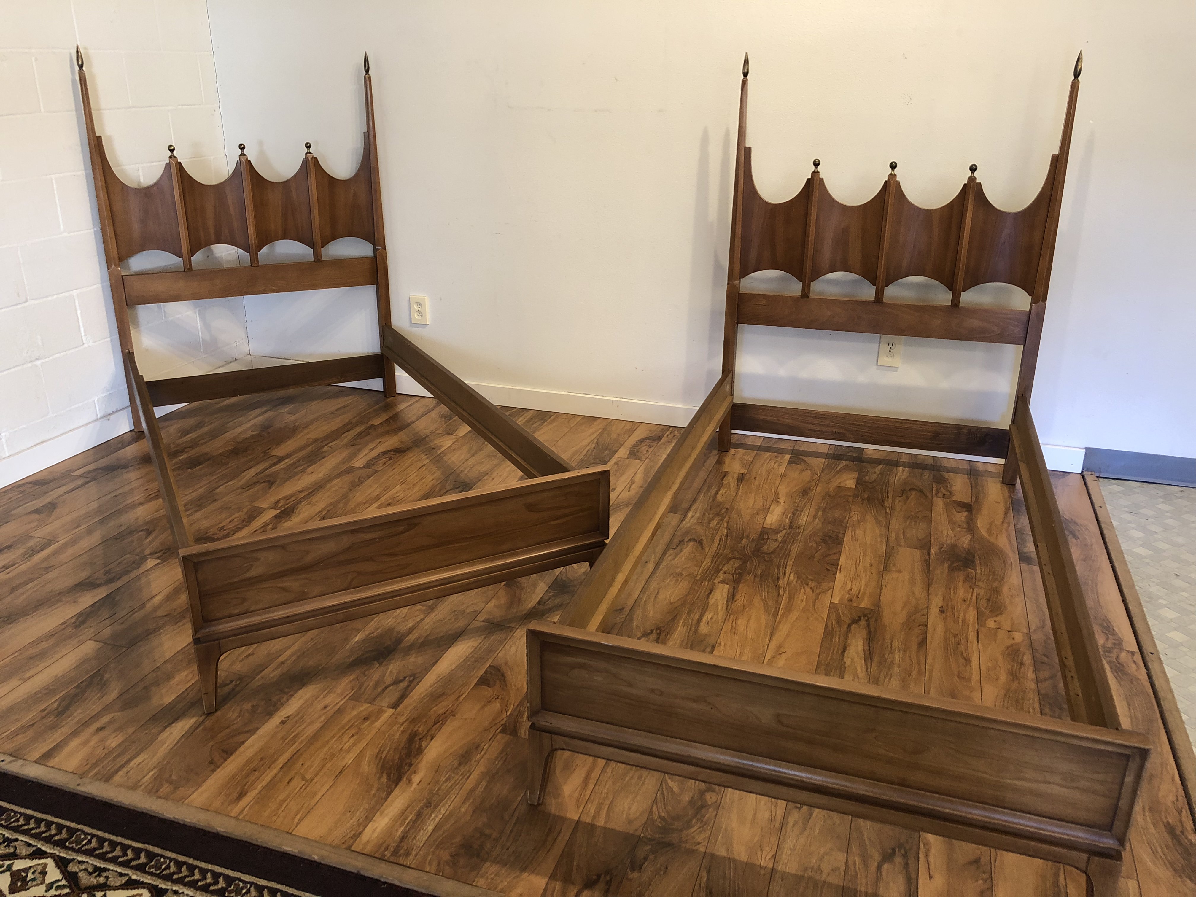 SOLD - Pair of Hollywood Regency Twin Bed Frames - Modern to Vintage