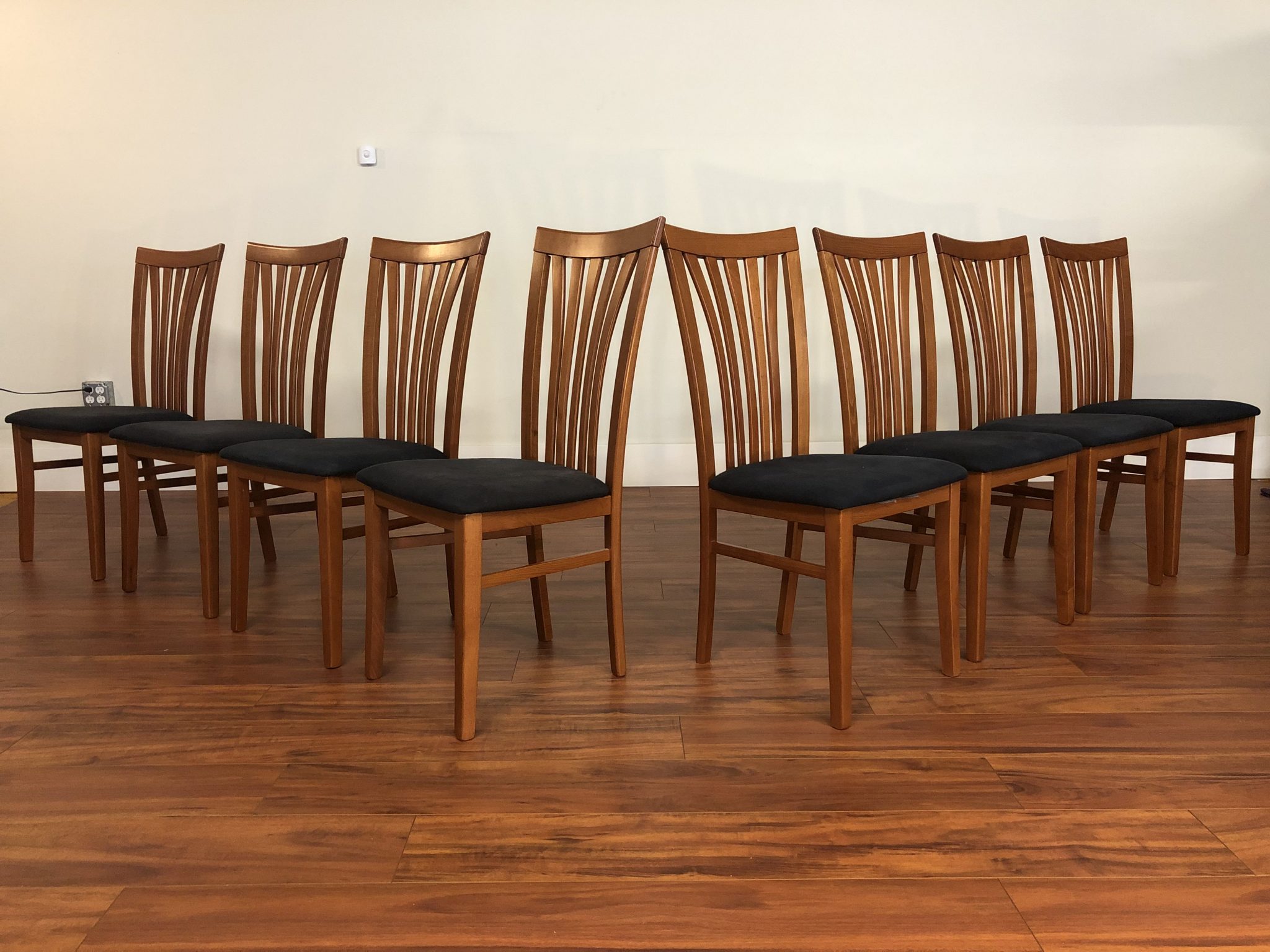 SOLD - Cherry High Back Dining Chairs, Made In Italy - Modern to Vintage