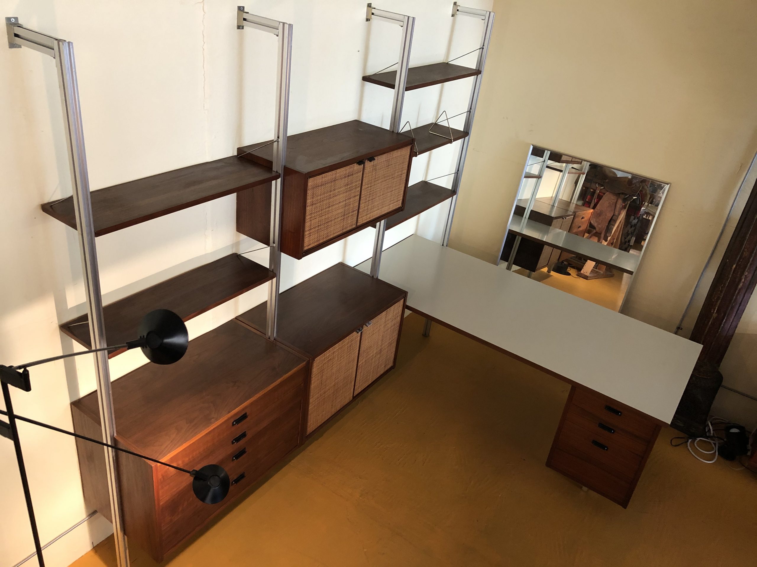 SOLD - Founders Furniture Vintage Wall Unit with Desk - Modern to Vintage